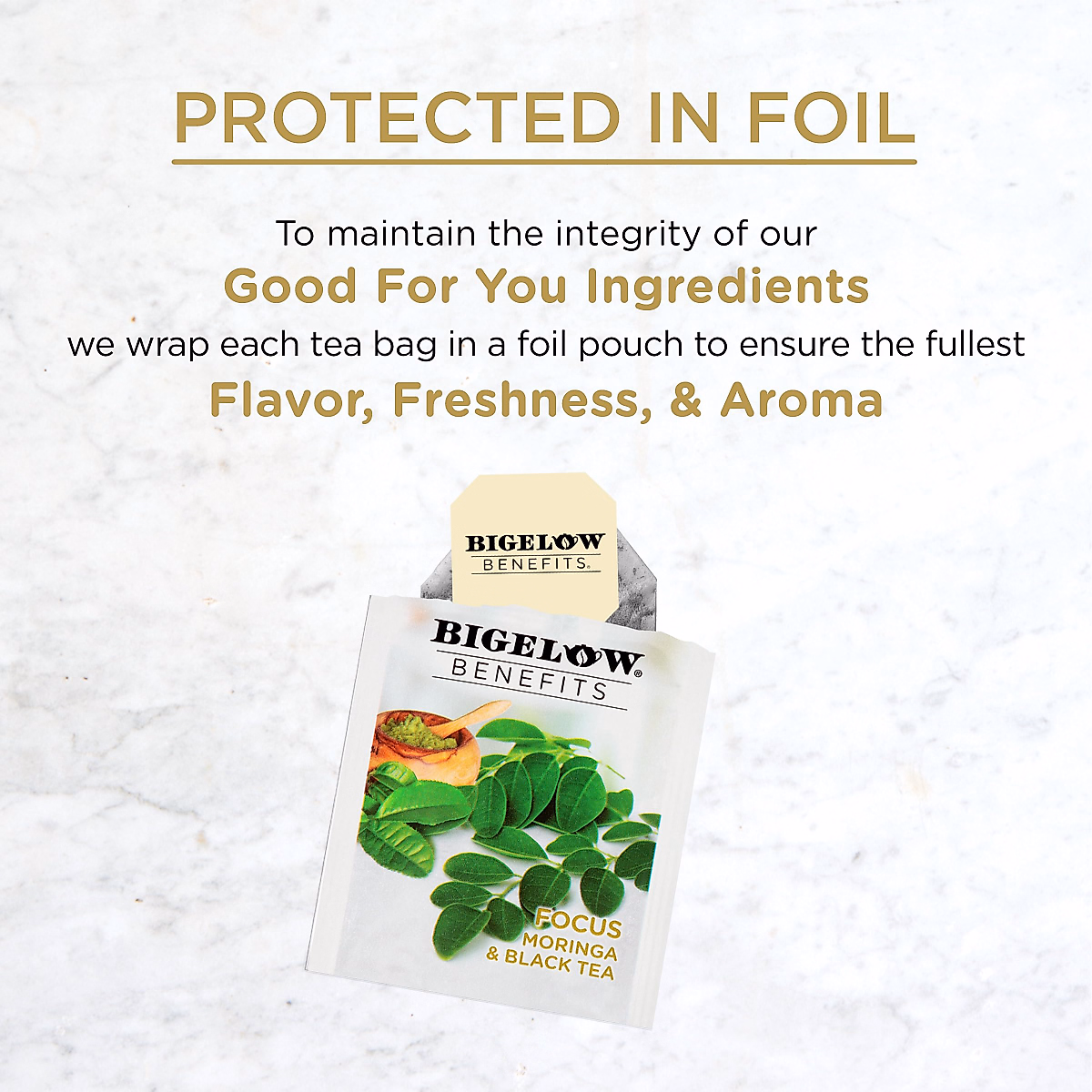 Bigelow Benefits Focus Moringa & Black Tea, Caffeinated, 18 Count (Pack of 6), 108 Total Tea Bags