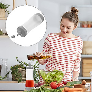 UPKOCH 3PCS Plastic Squeeze Squirt Condiment Bottles Ketchup Bottle Mustard Sauce Containers for Kitchen Condiment (Grey)