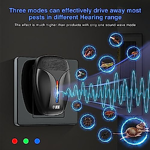 2024 Upgraded Version Ultrasonic repeller & insect Repeller, Ultrasonic Repellent for Roach, Rodent, Mouse, Bugs, Mosquito, Mice, Spider, Ant,3 Mode Switching,6 Packs