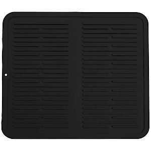 S&T INC. Silicone Mat for Kitchen Counter, Kitchen Drying Mat, Large Dish Drying Mat Silicone, Heavy Duty, Non-Slip, Dishwasher Safe and Heat Resistant, Black, 16 Inch x 18 Inch, 1 Pack