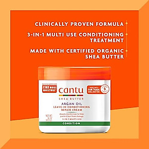 Cantu Leave-In Conditioning Repair Cream with Argan Oil, 16 oz (Pack of 2) (Packaging May Vary)