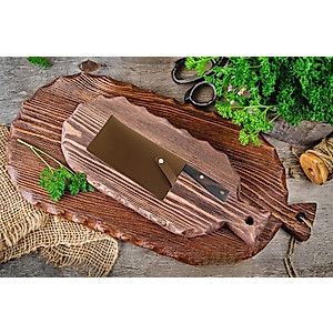 Sanseenia PU Leather Knife Sheath, Durable Meat Cleaver Sheath, Waterproof Chef Knife Edge Guards & Cleaver Covers, Kitchen Wide Knife Protectors (Brown)