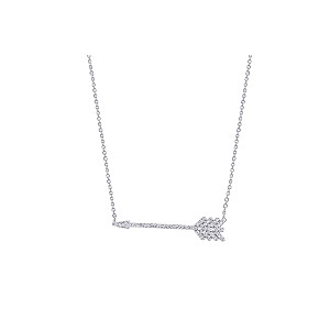 Round Cubic Zirconia Arrow Pendant Necklace 14k White Gold Over Sterling Silver with 16" Chain
