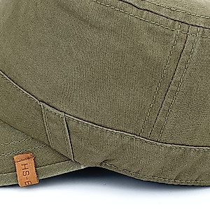 REDSHARKS Short Brim Cadet Caps for Men Cool Cadet Hats for Women Ponytail Army Olive Green