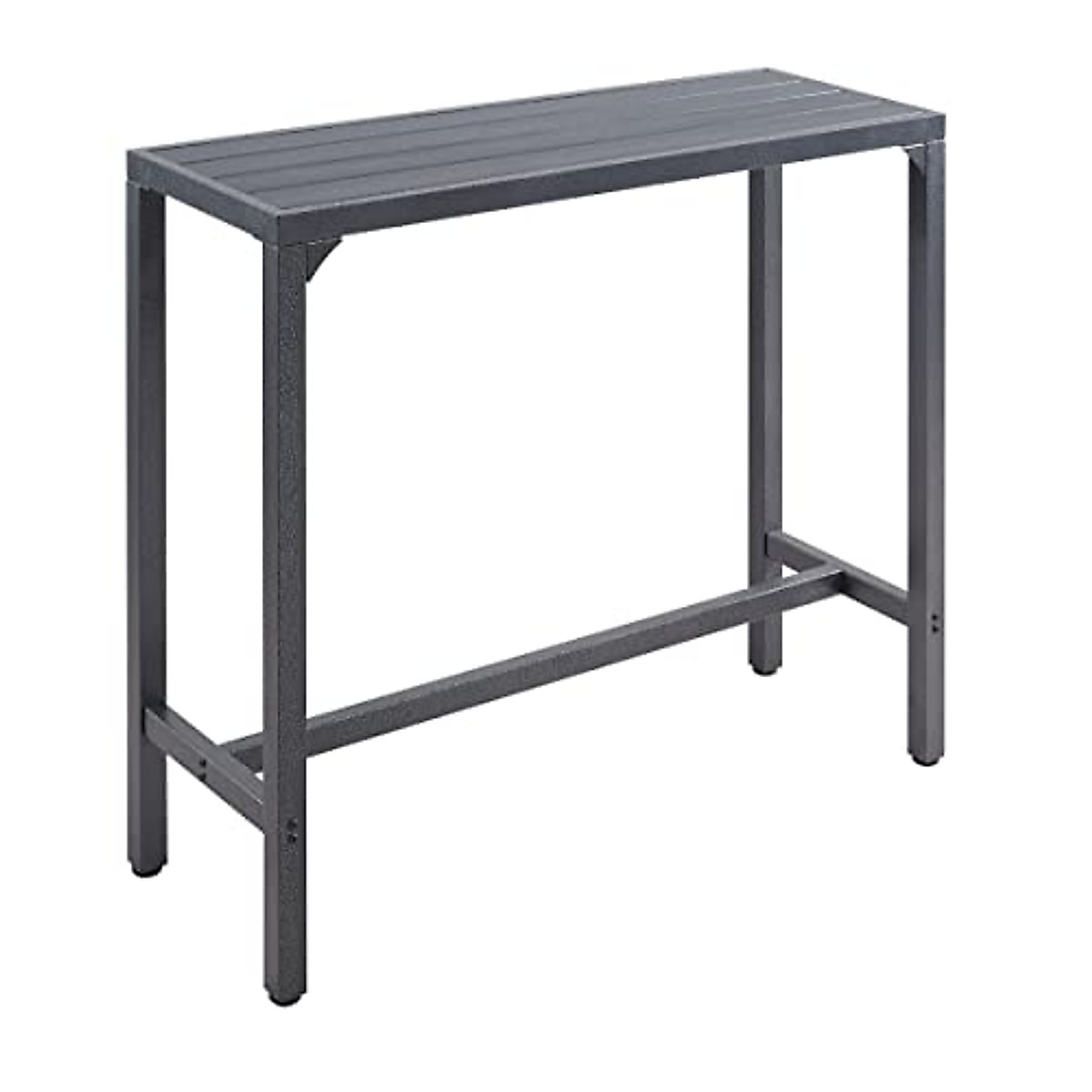 TMEE Outdoor Bar Table Patio High Pub Table 46”L Counter Height Table with Waterproof Top and Sturdy Metal Frame for Hot Tub/Poolside/Garden/Balcony/Hallway/Bistro, Rectangle, Black