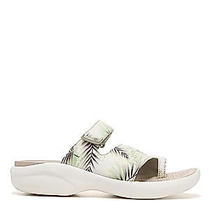 BZees Womens Carry On Slide Sandal Green Palm Leaf 10 W