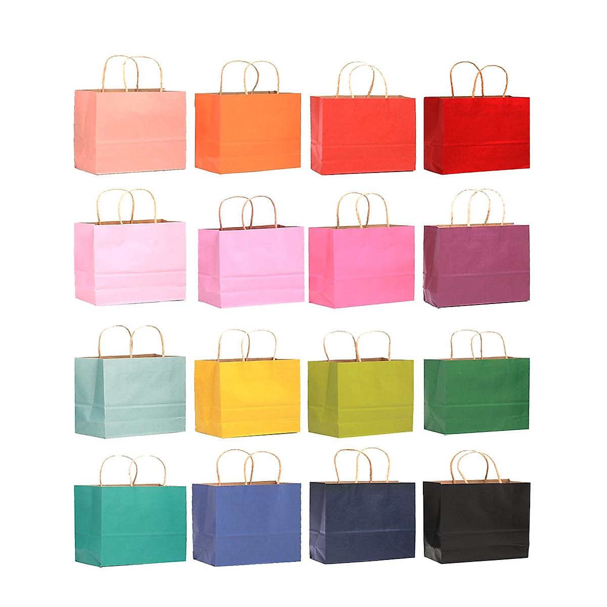 qiqee 13"x4.5"x10" Large Gift Bag with Handles Bulk 32PCS Gift Paper Bags 16 Different Senior Color Bags Multiple Uses (Wide Large)