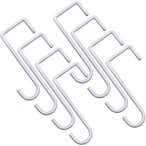 HiGift 8 Pack Vinyl Fence Hooks, 2 x 6 inch Patio Hangers White Powder Coated Steel Fence Hangers for Hanging Plants, Planters, Bird Feeders, Lights, Pool Tools