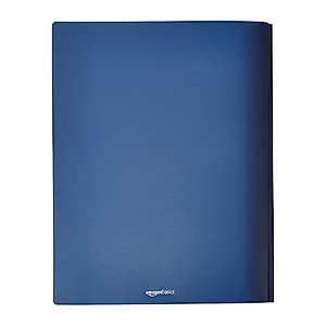 Amazon Basics Letter Size Clear Front Poly Report Cover with Metal Prong - 25-Pack, Assorted Black and Navy