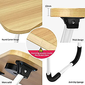 Portable Laptop Bed Table, Fordable Lap Desk with Cup Slot & Notebook Stand Breakfast Bed Trays for Eating and Laptops Book Holder Lap Desk for Floor,Couch, Sofa, Bed, Terrace, Balcony (Walnut Beige)