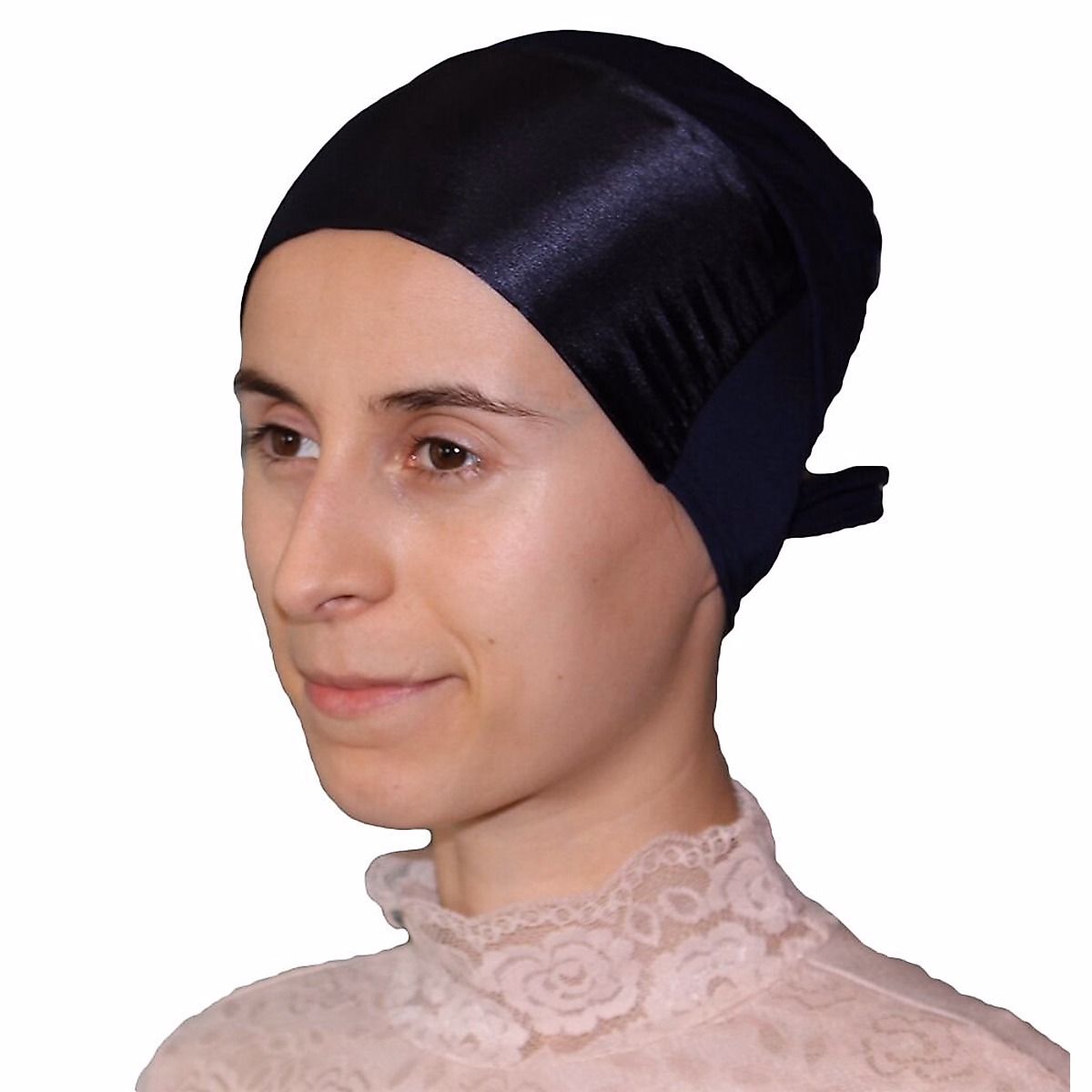 Firdevs Luxury Satin Islamic Women's Hijab Bonnet Underscarf (Navy Blue)