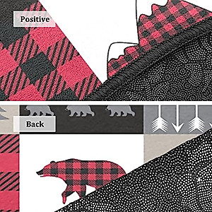 Buffalo Plaid Bears Mountains Personalized Polyester Fiber Non-Slip Home Decor Carpets£¬Custom Area Rug Carpet Floor Mat for Bedroom Living Room Home Playroom Size 5.2'x7.5'