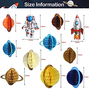 11 Pieces Outer Space Party Decorations Solar System Hanging Decorations Galaxy Planet Honeycomb Hanging Supplies 3D Rocket Astronaut for Kids Solar System Space Birthday Party Ceiling Ornaments Decor