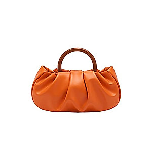 Verdusa Women's Ruched Small Handbag Clutch Purse Dumpling Pouch Bag Orange one-size
