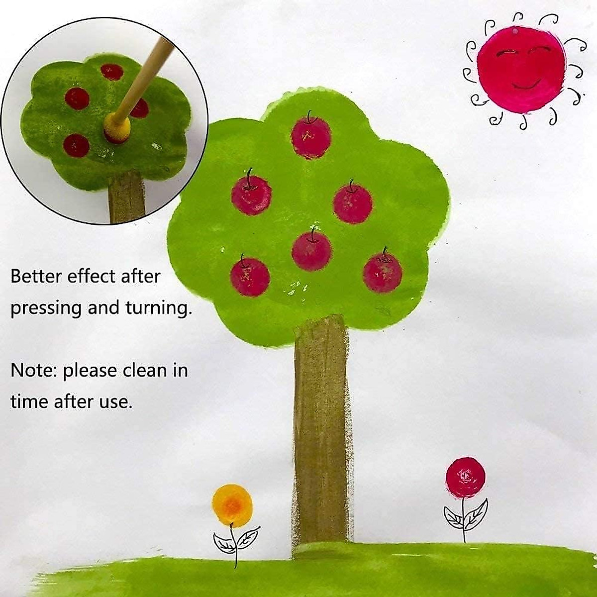 WAFJAMF 30 Pcs Assorted Size Round Sponges Brush Set 4 Sizes DIY Painting Tools- Yellow