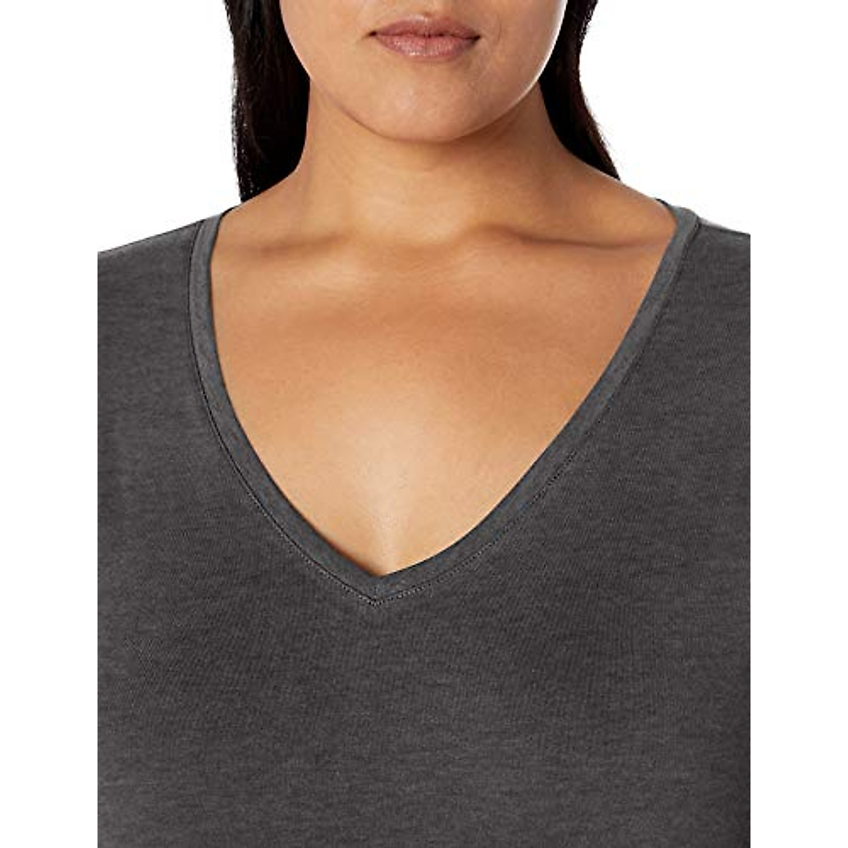 Amazon Essentials Women's Short-Sleeve V-Neck T-Shirt (Available in Plus Size), Charcoal Heather, 2X