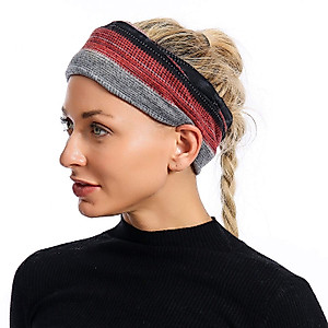 Zando Unisex Soft Beanie Cap Striped Slouchy Chemo Hat Travel Scarf Turban Cozy Skull Cap Lightweight Stretch Sleep Hat for Men Women Blue & Red & Camel Blue One Size