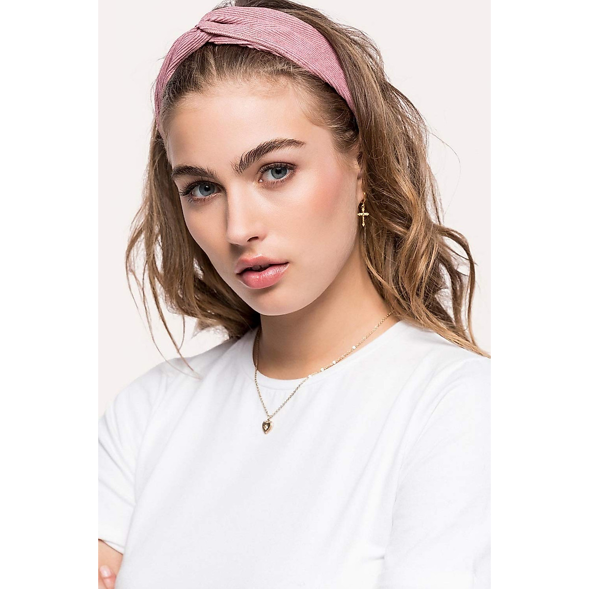 Huachi Turban Headbands for Women Wide Head Wraps Knotted Elastic Teen Girls Yoga Workout Solid Color Hair Accessories, 6 Pack