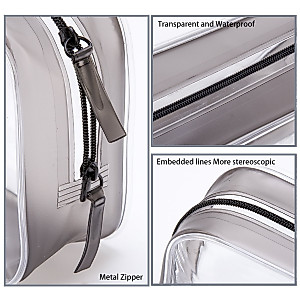 BEFORYOU 5 Packs Clear Toiletry Carry Pouch with Zipper Portable TSA Approved Plastic Waterproof Cosmetic Bag for Vacation Travel Bathroom and Organizing (5 Large)