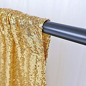 KNGKILQN Gold Sequin Backdrop Curtain - 2 Panels 2.2x8FT Gold Glitter Backdrop Party Photo Sequin Curtains Wedding Brithday Christmas Sparkle Photography Background