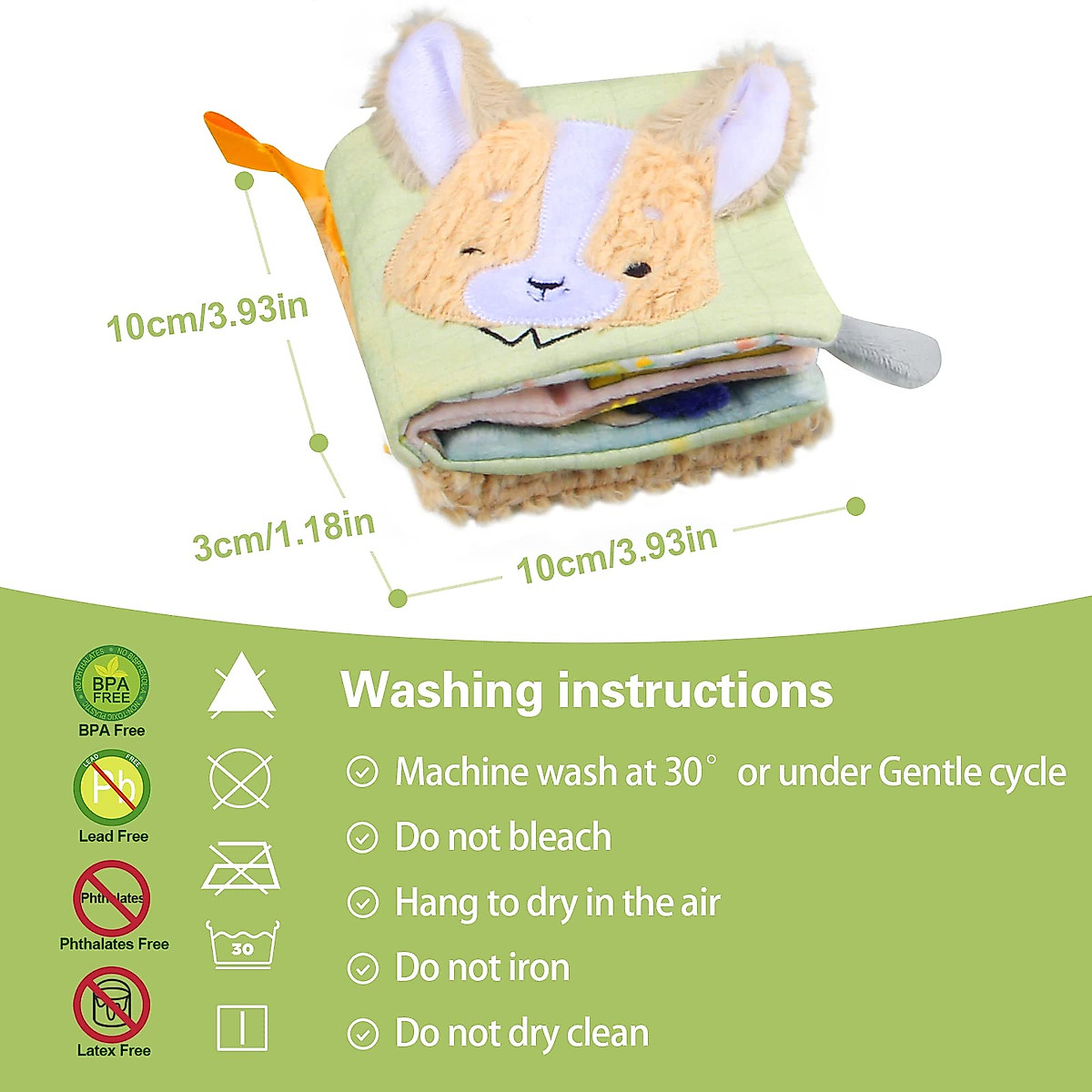 Babies Soft Books Crinkle Cloth Books for Babies Baby Teether Books High Contrast Baby Toys Touch and Feel Books for Infants Baby Toys (Dog)