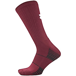 Under Armour Team Crew Socks, 1-pair, Cardinal, Shoe Size: Mens 4-8, Womens 6-9