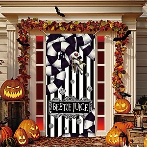 Scary Creepy Door Cover Halloween Photo Backdrop Halloween Birthday Party Decorations and Supplies for Home