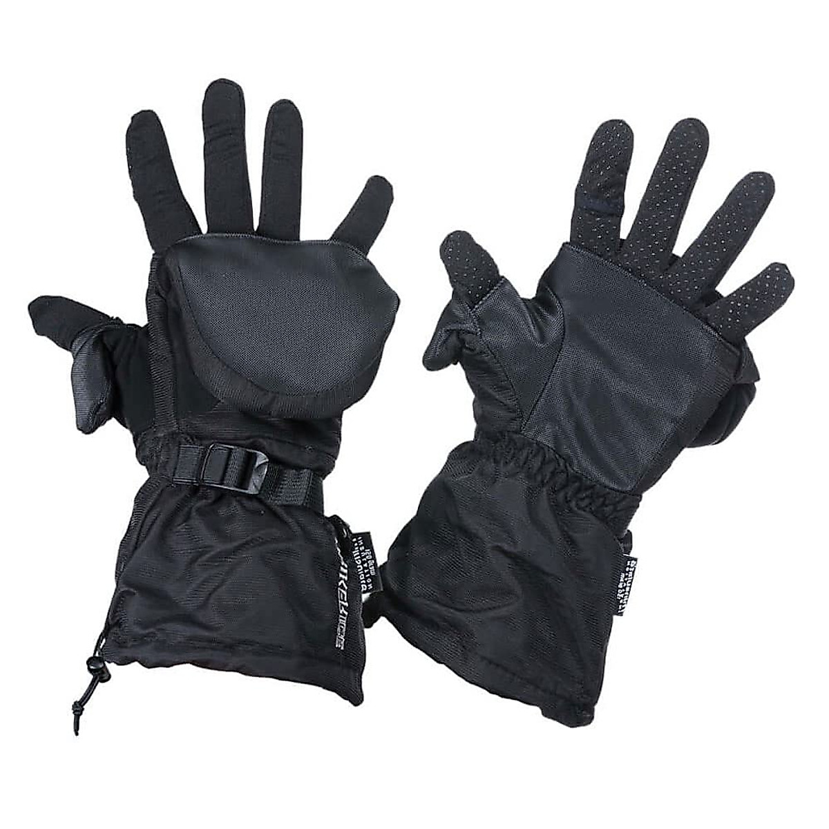 Striker Climate Crossover Waterproof Breathable Insulated Ice Fishing Mitts with Adjustable Wrist and Gauntlet Closure, Black, Large