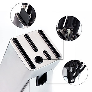 KAUKKO Stainless Steel Knife Holder, Modern Design Knife Block, Universal Knife Storage Organizer, Strong and Durable Knife Holder Counter-top Storage with Scissors-Slot (Knives Not Included)