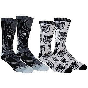 Marvel Mens Black Panther Athletic Socks 2 Pair Pack