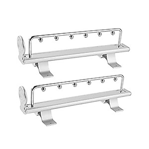 Heavy duty Pull-Out Retractable Wardrobe valet Rod Storage Rack Hanger Extender,Top Mount Hanging Telescopic Rail Wardrobe Clothes Clothes Rail (Size:14" Monorail silver 6 Beads) 2 Pieces