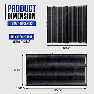 ATEM POWER 200W Monocrystalline Solar Panel,Portable Solar Suitcase Foldable Lightweight Without Glass, 20A MPPT Controller with USB Output, Built-in Kickstand for 12V Batteries RV Camping Power