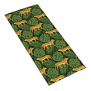 UNRAKD Microfiber Washcloths Towel Cute Leopards and Tropical Leaves Soft and Absorbent, Machine Washable Hand Towel for Bathroom, Spa, and Gym Towel