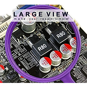 LELE LIFE 10X 95mm Large Magnifying Glass for Seniors and Kids, Unique Bamboo Handheld Reading Magnifier, Hand Held Reading Magnifying Glass for Reading and Hobby Observation, Purple