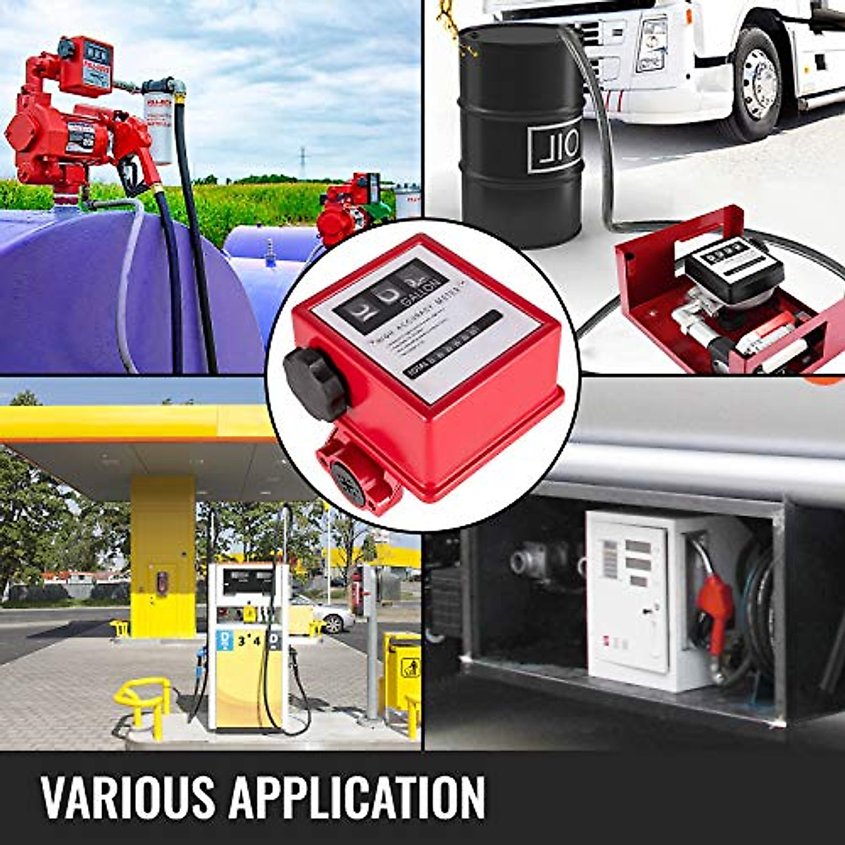 VEVOR Mechanical Fuel Meter 20 GPM, Fuel Flow Meter 3-Digital Batch Display Fuel Transfer Meter 1 Inch Diesel Fuel Flow Meter All Fuel Transfer Pumps Gasoline Flow Meter
