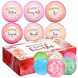 Bath Bombs - 6 Organic Essential Oil Bath Bomb Gift Set Handmade Spa Fizzies Bath Bomb, Natural Bath Bombs With Cocoa & Shea Butter, Moisturizes Dry Skin Premium Nature