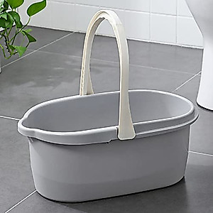 Large Portable Mop Bucket with Handle, 4.5 Gallon Cleaning Supplies Organizer Tool Storage, Household Plastic Shower Caddy Basket for Camping, Tailgating, Car Wash, Outdoor, Garden, Grey