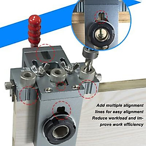 3 in 1 Adjustable Woodworking Drilling Puncher Locator Pocket Drill Dowel Jig Kit Woodworking Drill Hole Jig Drill Guide Quick Clamping Limiting Puncher Locator Tool Set