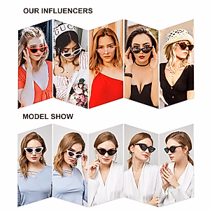 SOJOS Retro Vintage Narrow Cat Eye Sunglasses for Women Clout Goggles Plastic Frame SJ2044 with Tortoise Frame/Brown Lens