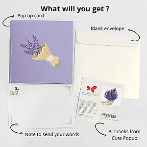 CUTE POPUP - Lavender Pop Up Card, Birthday Card for Women, Anniversary Card, Mother's Day Card, Thinking Of You, Thank You Pop Card, Wedding Card for Couple, Wife, Her on any Occasion
