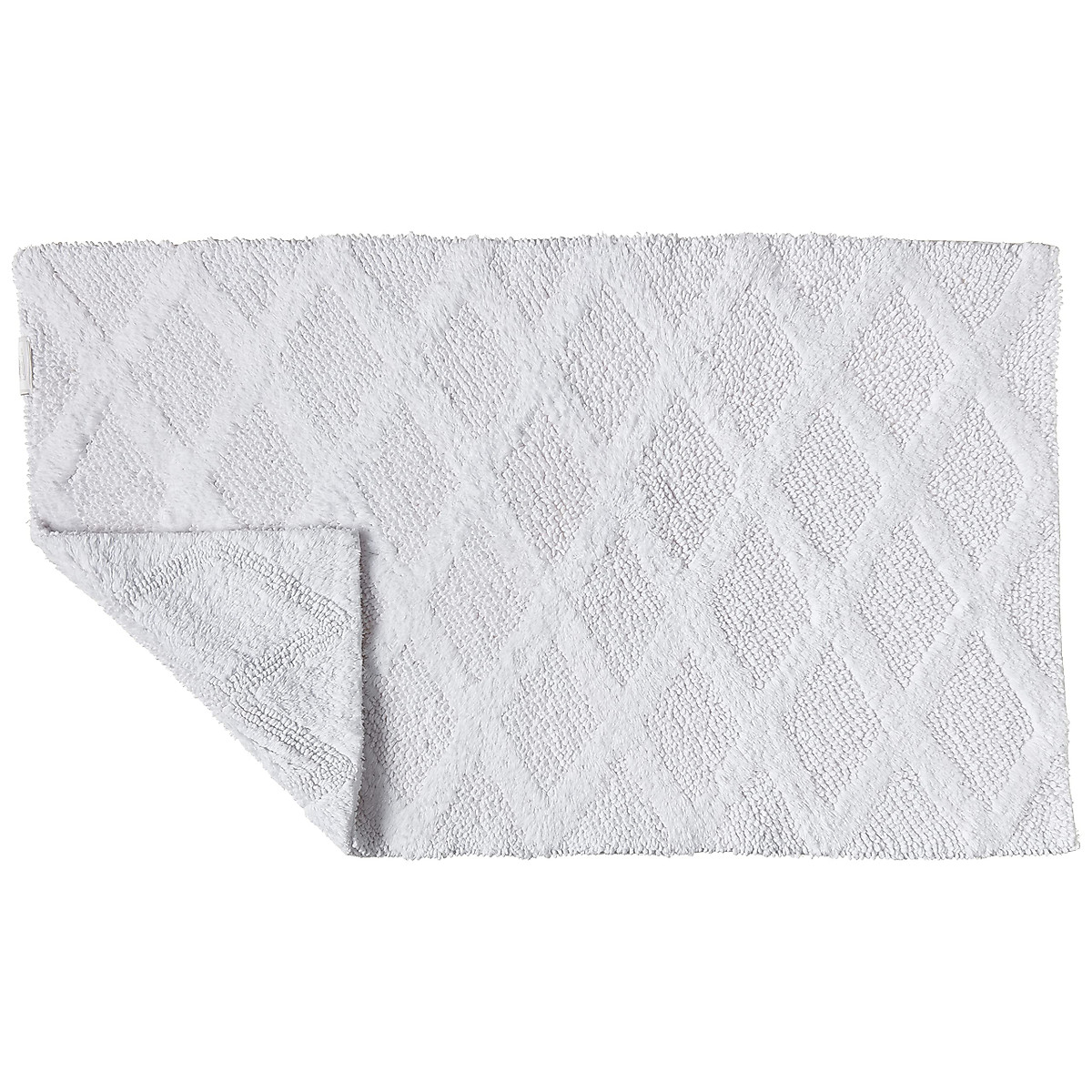 Vera Wang | Tufted Diamond Collection | Soft and Absorbent, Plush Reversible Bath Rug Set, Modern Designer Style for Bathroom Décor, 2-Piece, White,USHS6D1117231