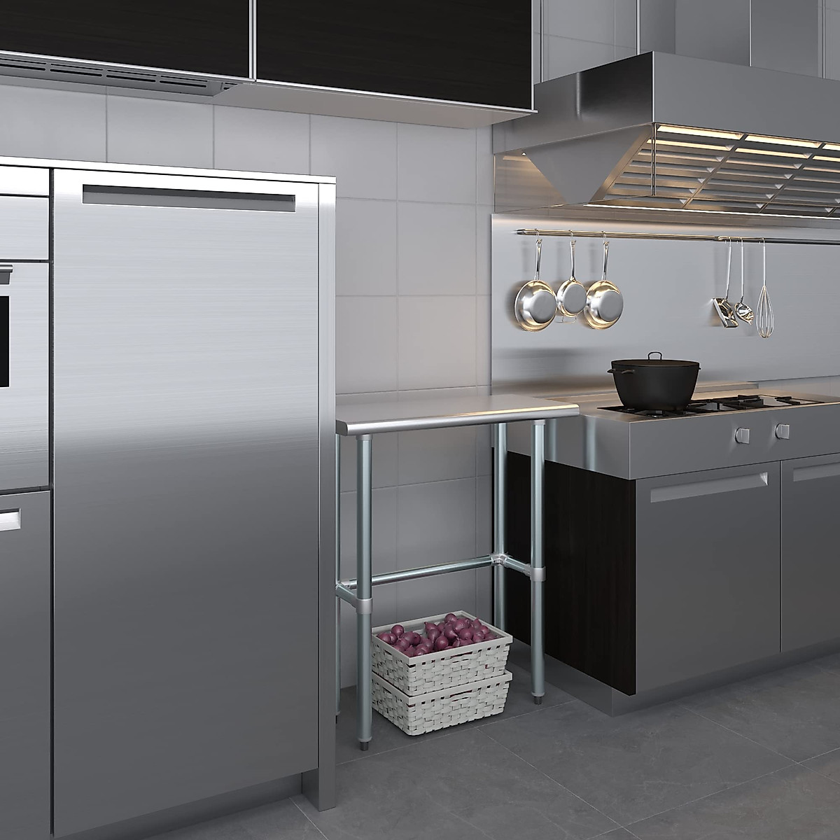 14 in. x 30 in. Open Base Stainless Steel Work Table | Residential & Commercial | Food Prep | Heavy Duty Utility Work Station | NSF