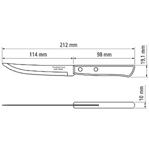 Tramontina Cutlery Set with Steak Knives, 12 Piece Sharp Knife and Fork Set with Wooden Handles, ‎Camping, Kitchen, Rustic, Dishwasher Safe, 29899199