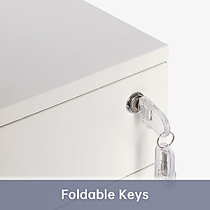 3 Drawer File Cabinet with Lock, Mobile Rolling File Cabinet, Under Desk File Cabinet Fully Assembled Except Casters, Metal Small Filing Cabinet for Home Office