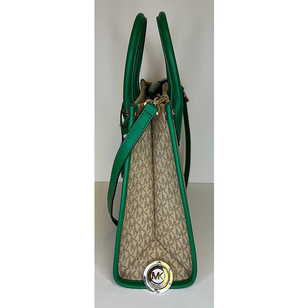 Michael Kors Mirella MD EW Logo Tote Bag bundled with Large Continental Wallet and Purse Hook (Palmetto Green)