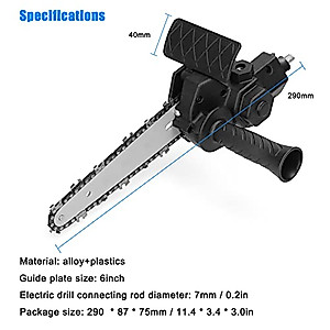 Weytoll Electric Drill Chainsaw, 6 Inch Electric Drill Modified To Electric Chainsaw Drill Attachment, Chain Saw Drill Attachment with Wrench and Chain, for 6-13mm Three-jaw Collet Drill