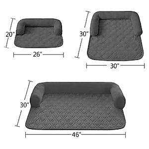 Ameritex Pet Dog Bed Coral Fleece Furniture Cover with Anti-Slip Back Suitable for Bed and Sofa Super Soft (Large-46 x30, Grey)