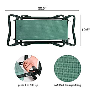 LUCKYERMORE Garden Kneeler and Seat Heavy Duty Gardening Bench for Kneeling and Sitting Folding Garden Stools with Tool Pouch and Kneeling Pad