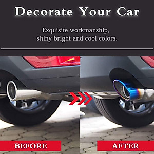 RYANSTAR Universal 1.5"-2"(1.0L-2.0L) Stainless Steel Exhaust Muffler Tip Pipe Car Oval Rear Exhaust Straight TailPipe Muffler Modification Blue Burnt