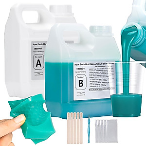 BBDINO Super Elastic Silicone Mold Making Kit, Mold Making Silicone Rubber 70.56 oz, Liquid Silicone Rubber, Ideal for Casting 3D Resins Molds| Silicone Molds| Food Molds 1:1 by Volume, Jade Green